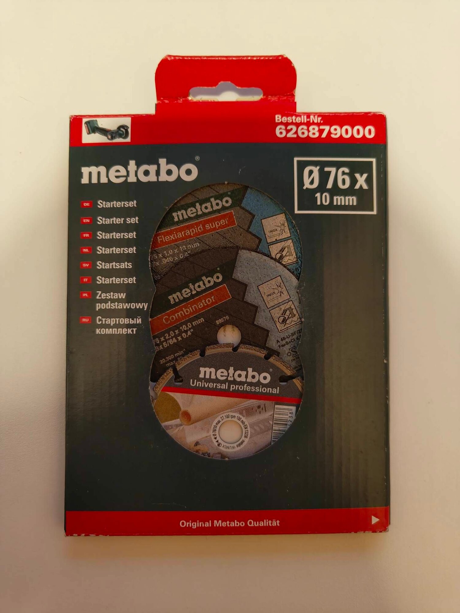 Набор дисков 3в1 для мини УШМ 76 х 10мм Met, круги отрезные, пильные, шлифовальные, на аккумуляторную болгарку