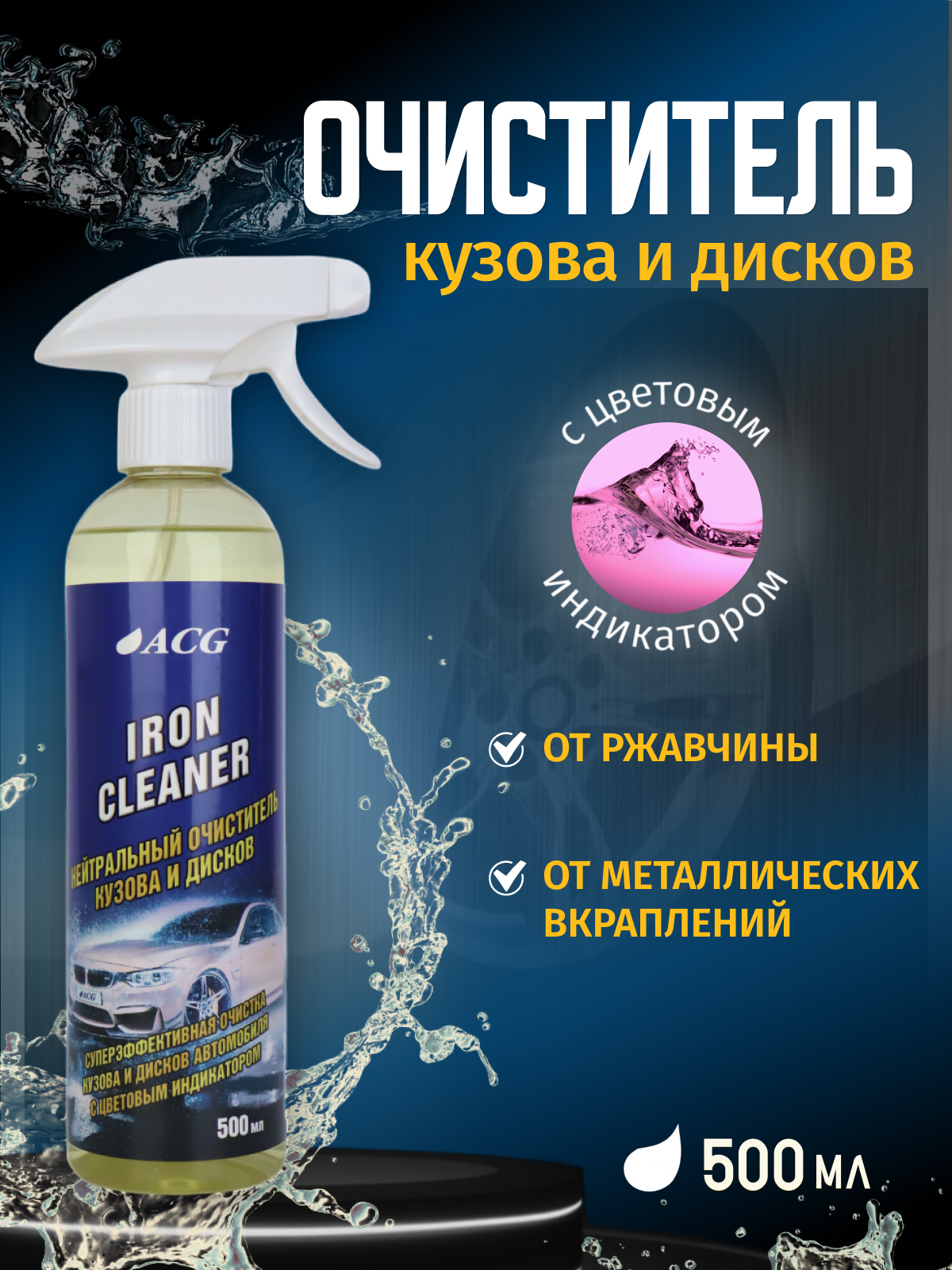 Очиститель дисков и кузова с индикатором IRON CLEANER, 500 мл