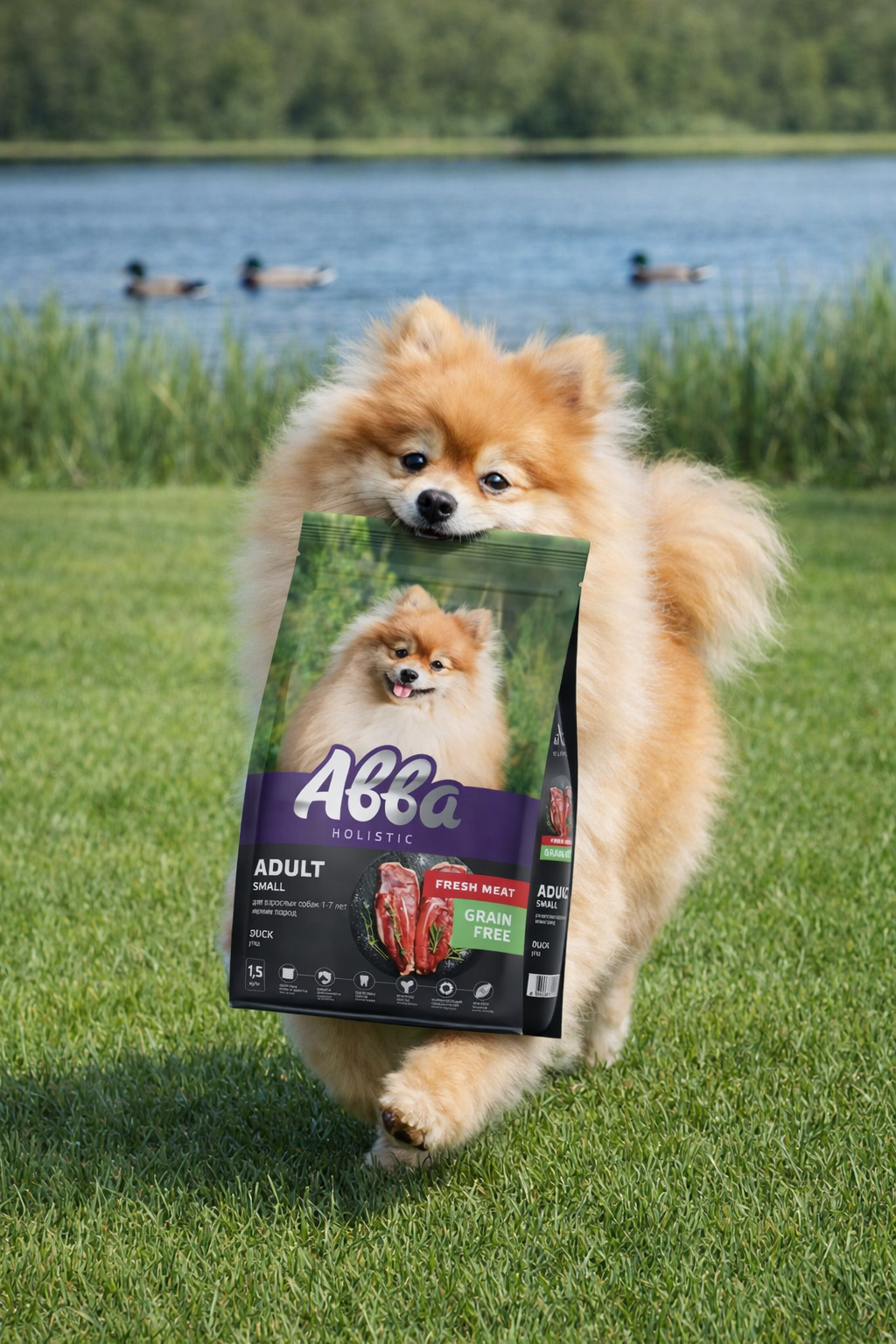 Авва Сухой корм на основе свежего мяса для взрослых собак мелких пород, с уткой, 1,5 кг