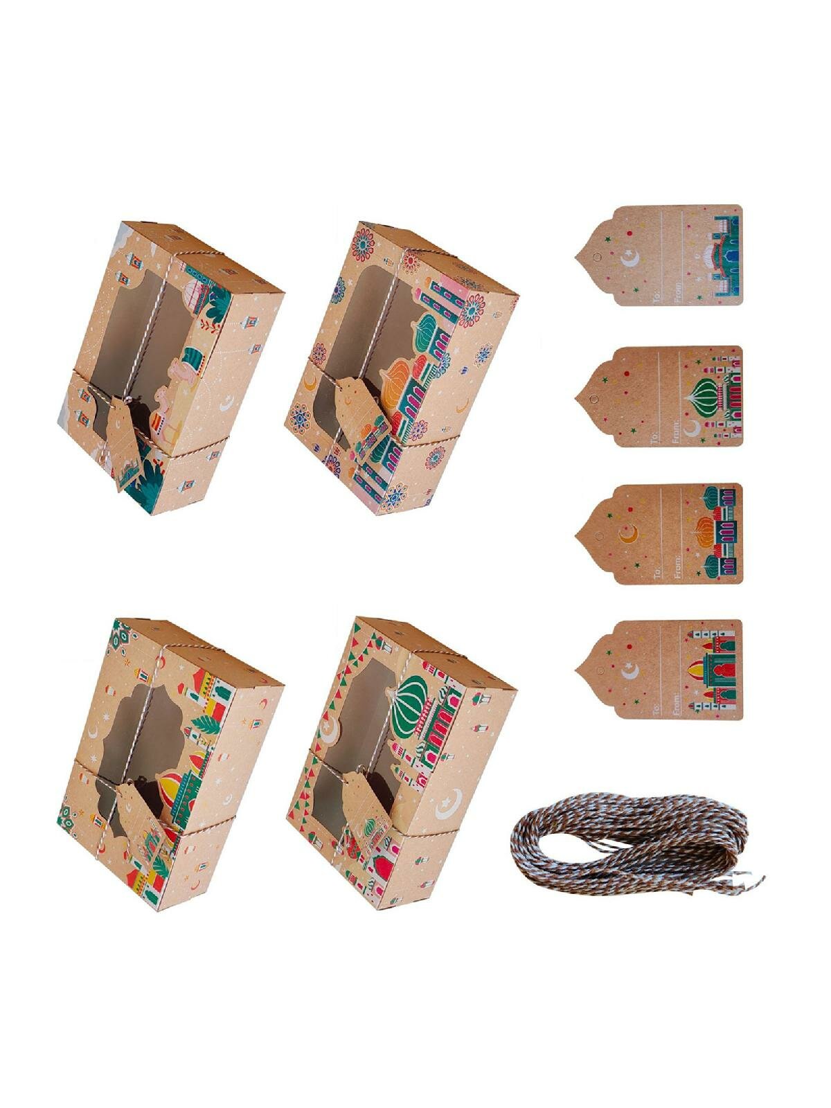 8шт Исламских подарочных коробок на Ид Элегантная коробка для упаковки конфет из крафт-бумаги