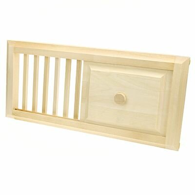 Решетка вентиляционная КНР деревянная 40х18х3 см "Средняя", с задвижкой, липа