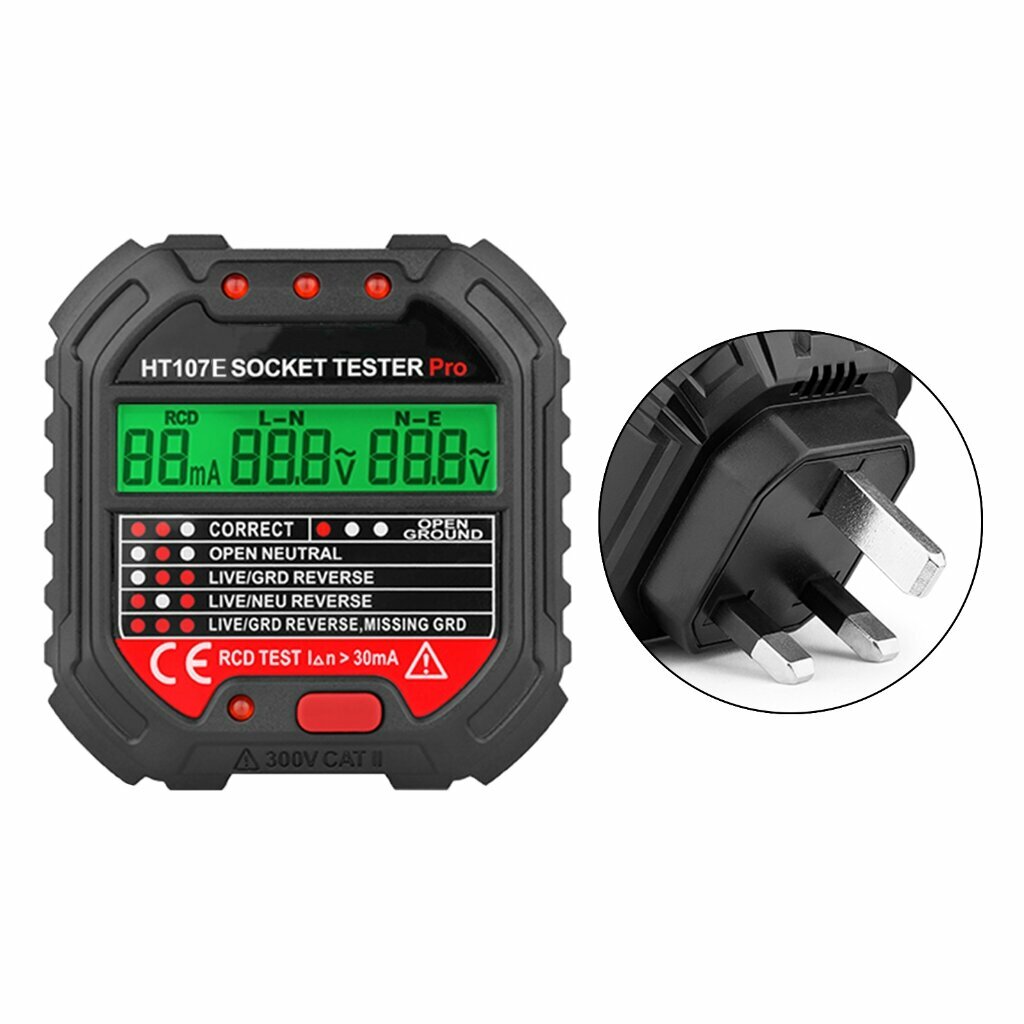Цифровой дисплей Тестер розеток Тестер розеток 90-250 В Тестер электрических розеток Проверка УЗО Проверка электрических неисправностей