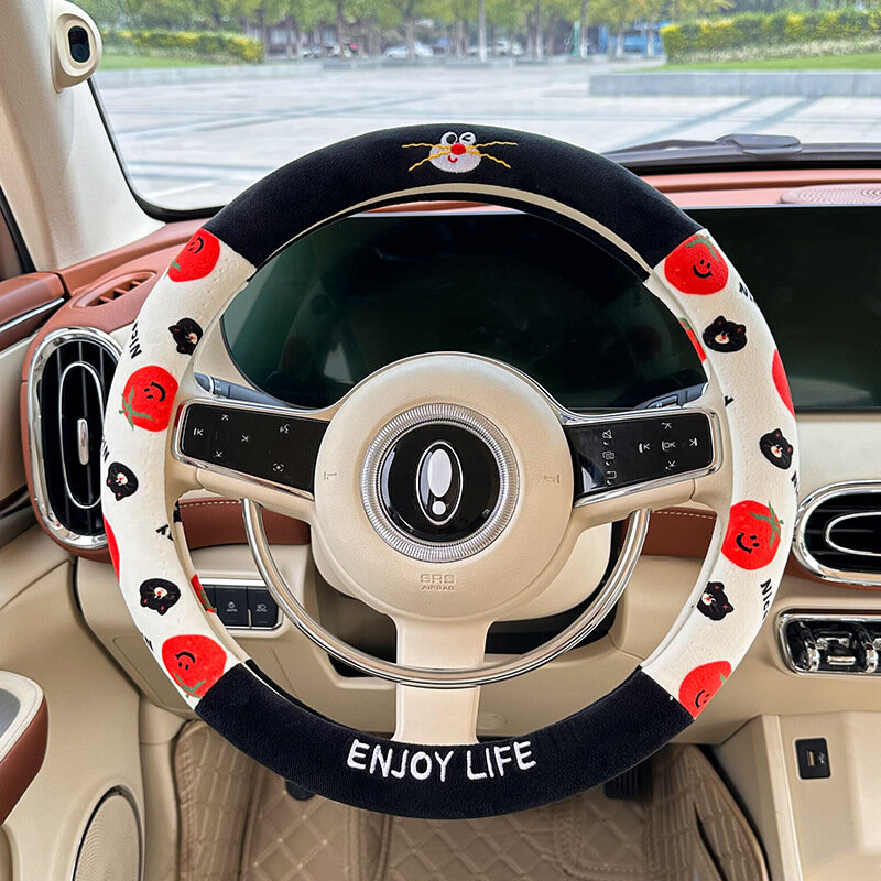 Зимний новый чехол на руль автомобиля, плюшевый, теплый, антифриз, чехол на руль с леопардовым принтом, высококачественный чехол на руль