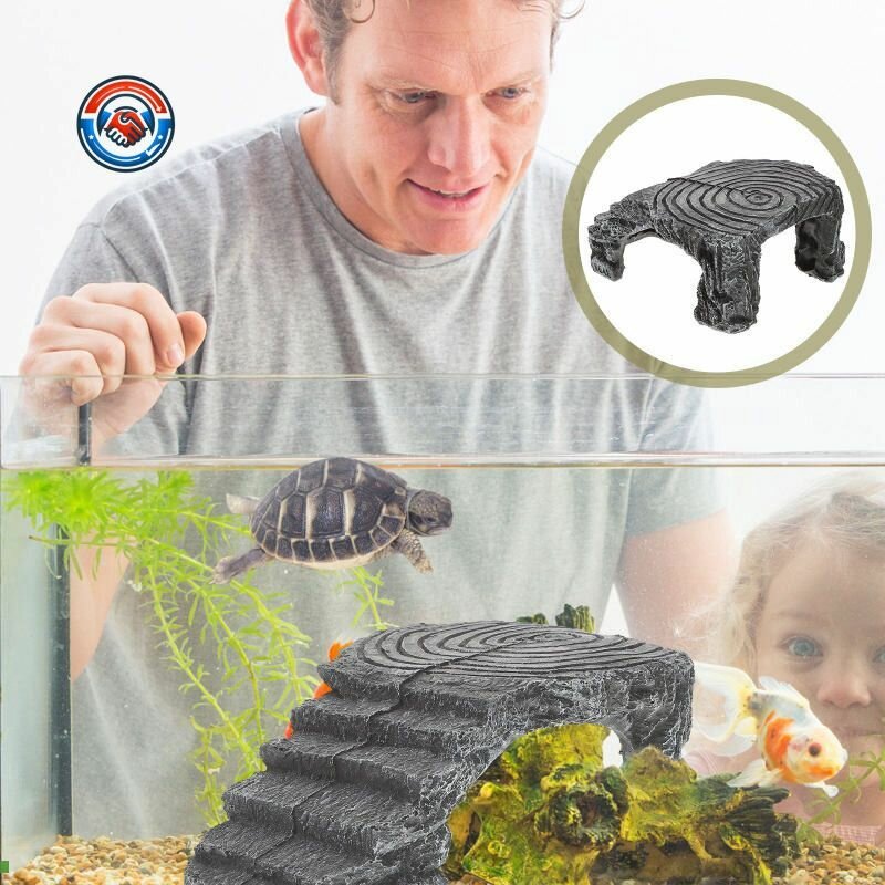 Платформа для черепах и рептилий, декорация для аквариума и террариума, островок для отдыха и принятия солнечных ванн, прочная смоляная конструкция, подходит для черепах, саламандр и водных питомцев