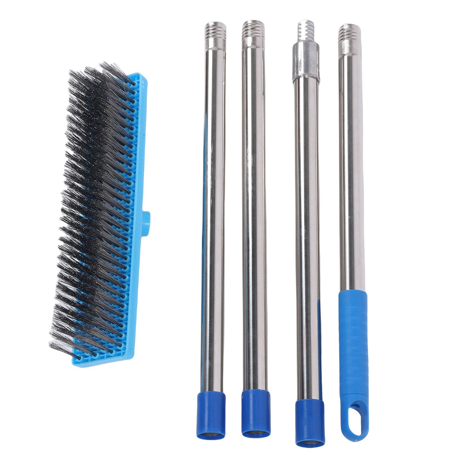 Жесткая щетка для уборки, телескопическая ручка, стальная проволочная щетка для удаления грязи и мха, 20 см, для наружного использования, пола, террасы, сада, гаража, 160 см / 63 дюйма.