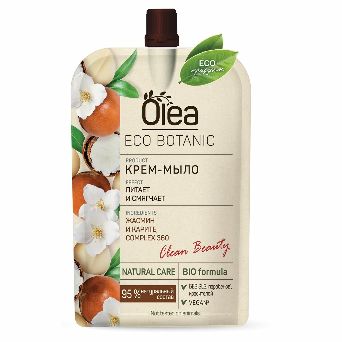 Мыло-крем жидкое OLEA Eco Botanic "Жасмин и Карите", 450мл, дой-пак (12501), 14шт.