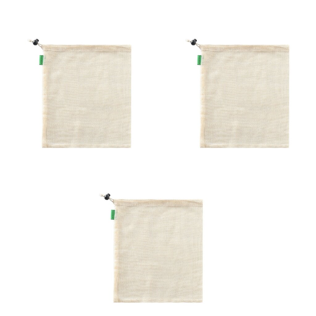 3 фруктовых сетчатых мешка, шнурок на шнурке, овощная хлопчатобумажная сетчатая сумка для хранения, точечная хлопчатобумажная сетчатая тканевая сумка-средний