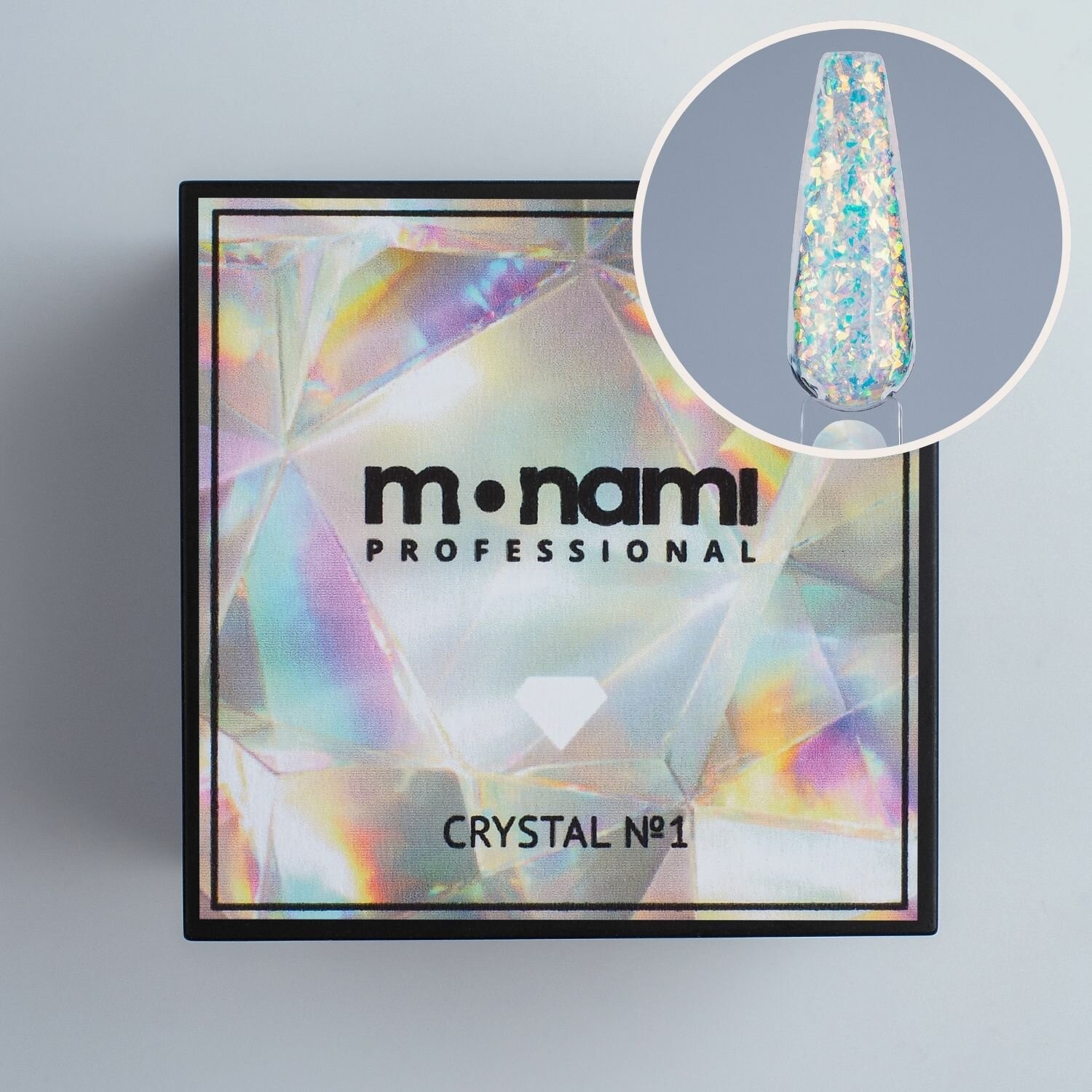 Гель для наращивания Monami голографический Crystal Gel №01 15 г без HEMA и TPO
