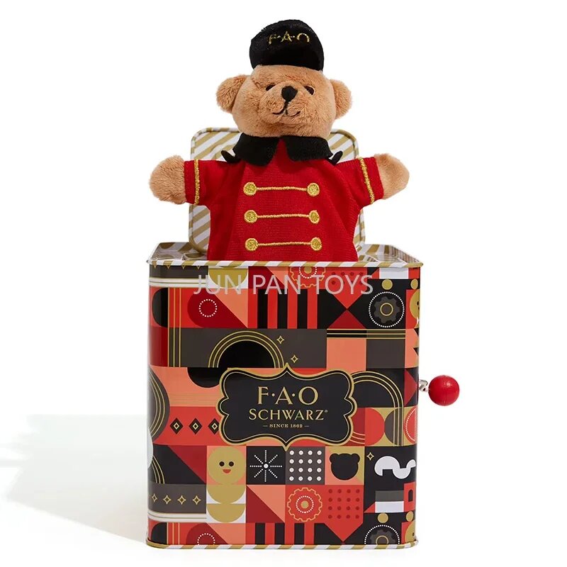 FAO Schwarz Стеклянный клош Часы Башня Орнамент Джек в коробке 3 шт. Плюшевый медведь Набор Орнамент Подарочная сумка Коллекционные детские игрушки Рисунок