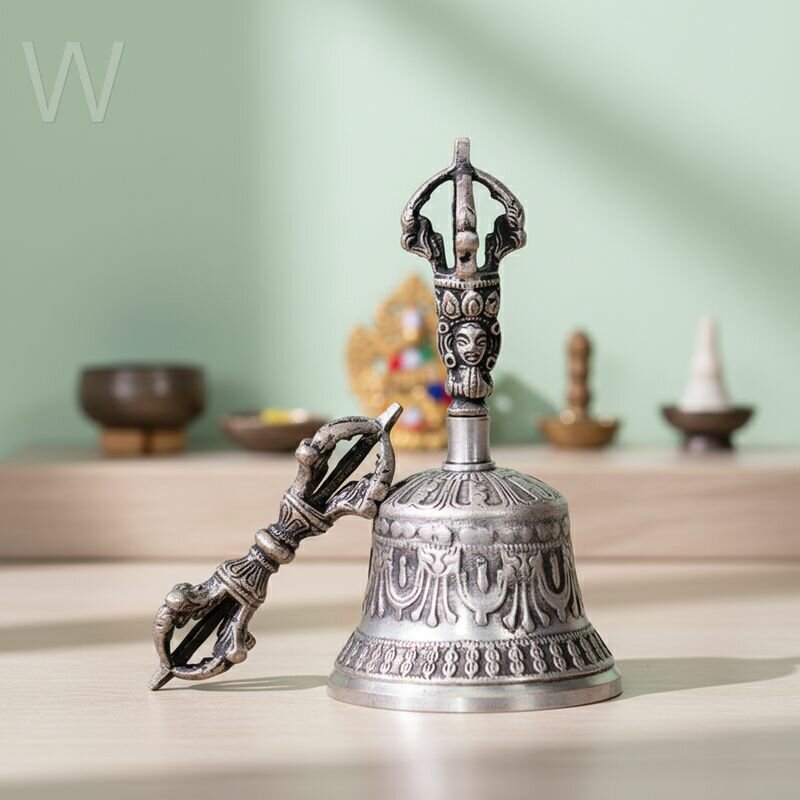 Тибетский буддийский храмовый колокол для медитации ручной работы с ваджрой Дордже