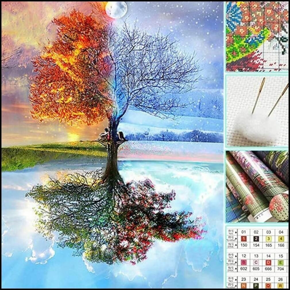 Эксклюзивный набор для вышивки крестиком, дерево 50x40 см на канве 11CT