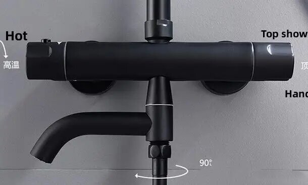 Термостатический смеситель для душа, латунный кран с термостатом для ванной комнаты, черного цвета, холодная и горячая вода, аксессуары для ванной комнаты 3 function B