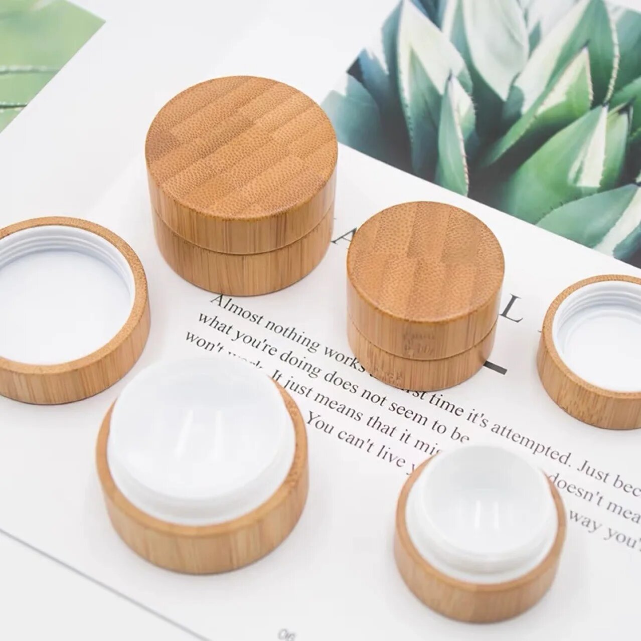 5 мл, 10 мл, 30 мл, многоразовая бутылка из натурального бамбука, косметическая банка, коробка для хранения крема для макияжа, горшок, контейнер, круглая бутылка, портативная PJ264