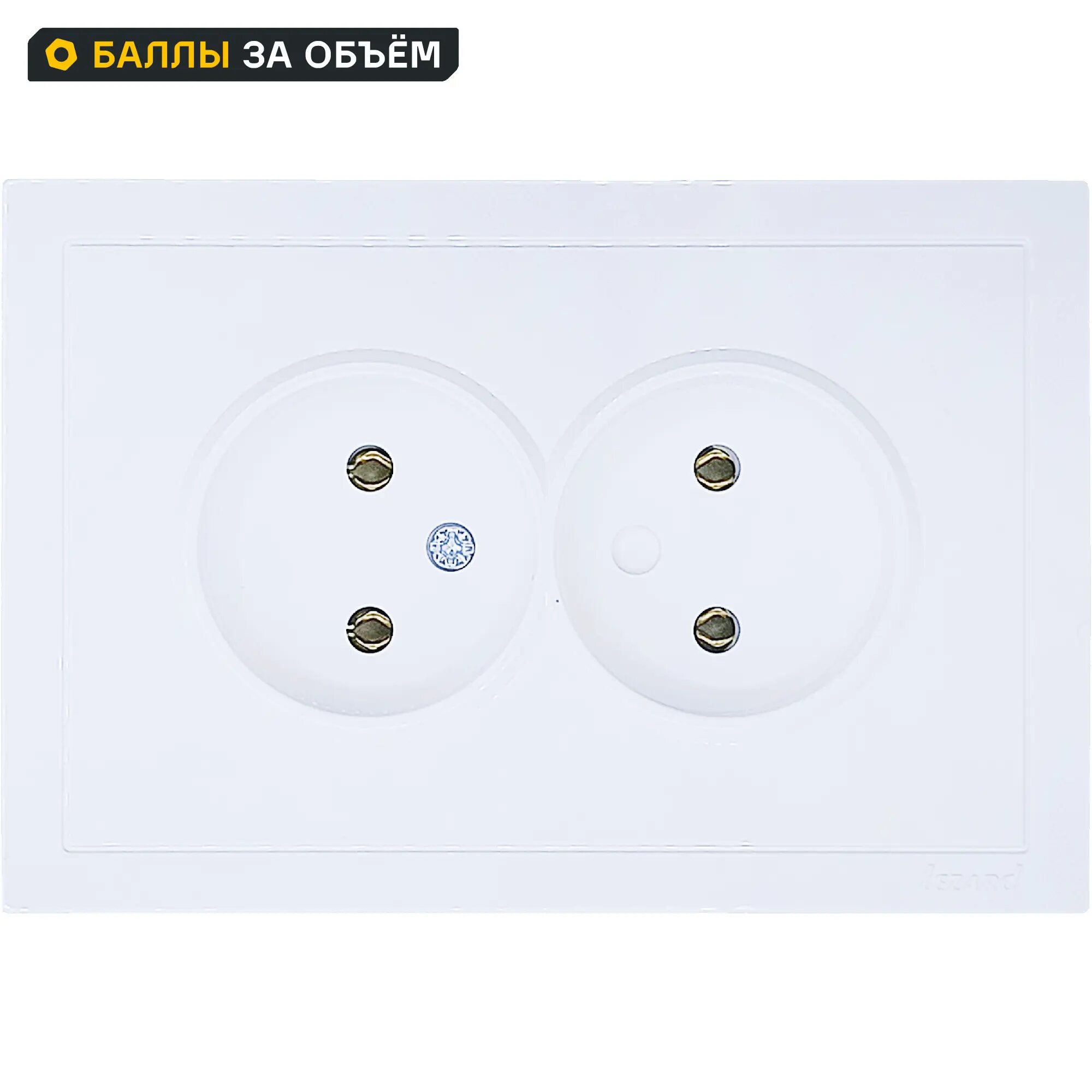 Розетка двойная встраиваемая Lezard Zima без заземления цвет белый