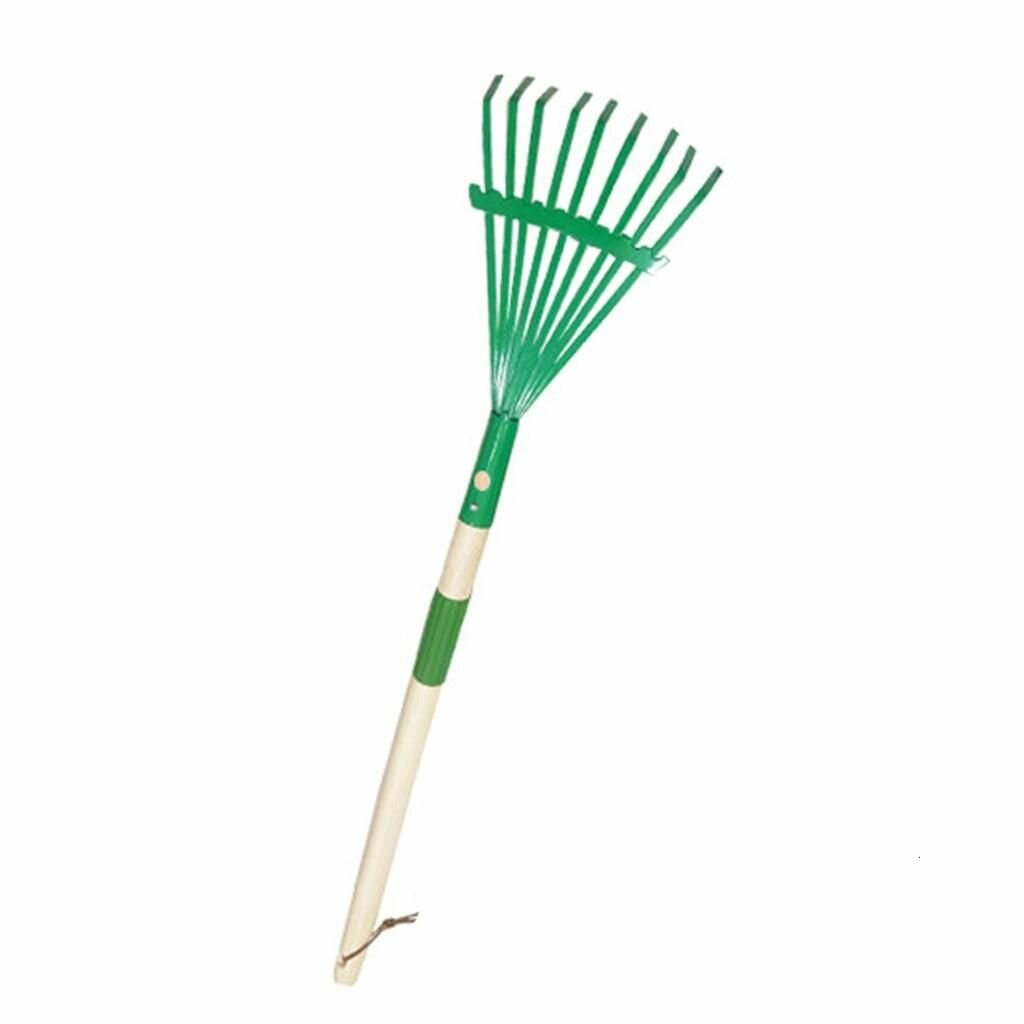 Детские грабли для листьев, металлические, маленькие, для газона с ручкой, садовые инструменты для мальчиков и девочек, - Зеленый съемный леа