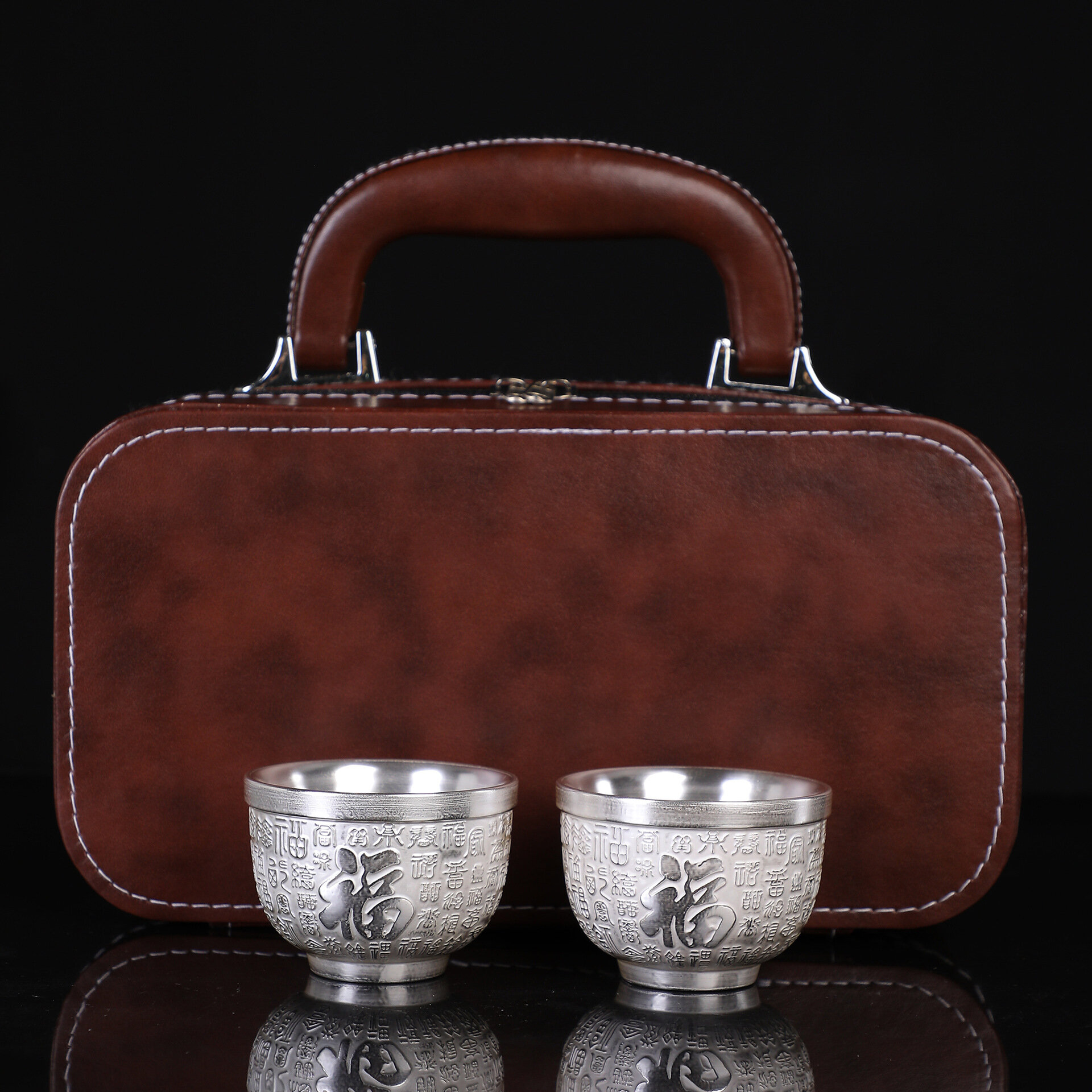 Чайный набор из чистого серебра для кунг-фу, керамический чайник Baifu с крышкой, чашка, серебряный чайный набор, высококачественный бизнес-подарок