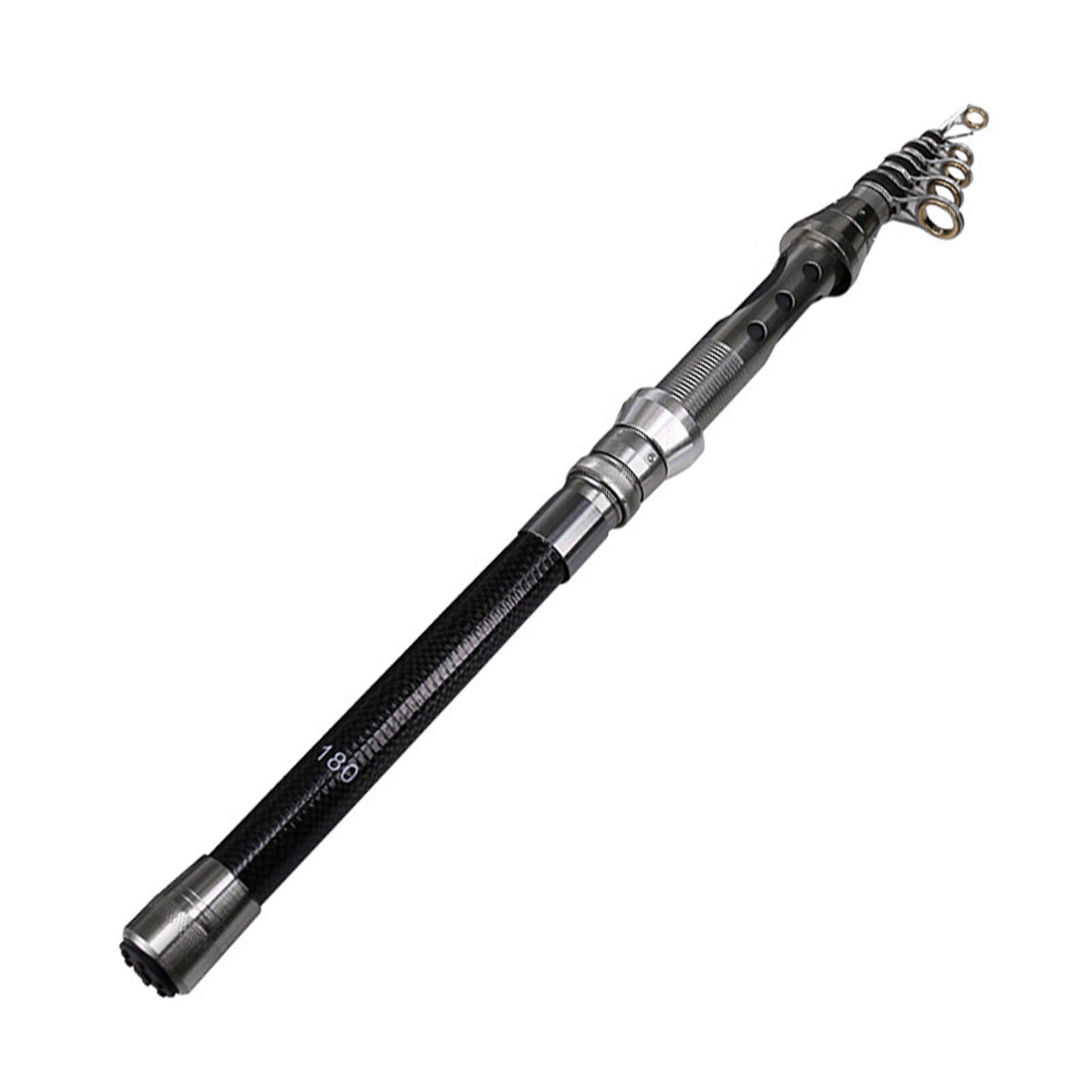 Портативная Telescopic Fishing Rod из углерода, черного цвета, размеры 1.5 м / 1.8 м / 2.1 м / 2.4 м / 2.7 м, вес 113 - 234 г, для морской соленой и пресной воды, 1 шт.