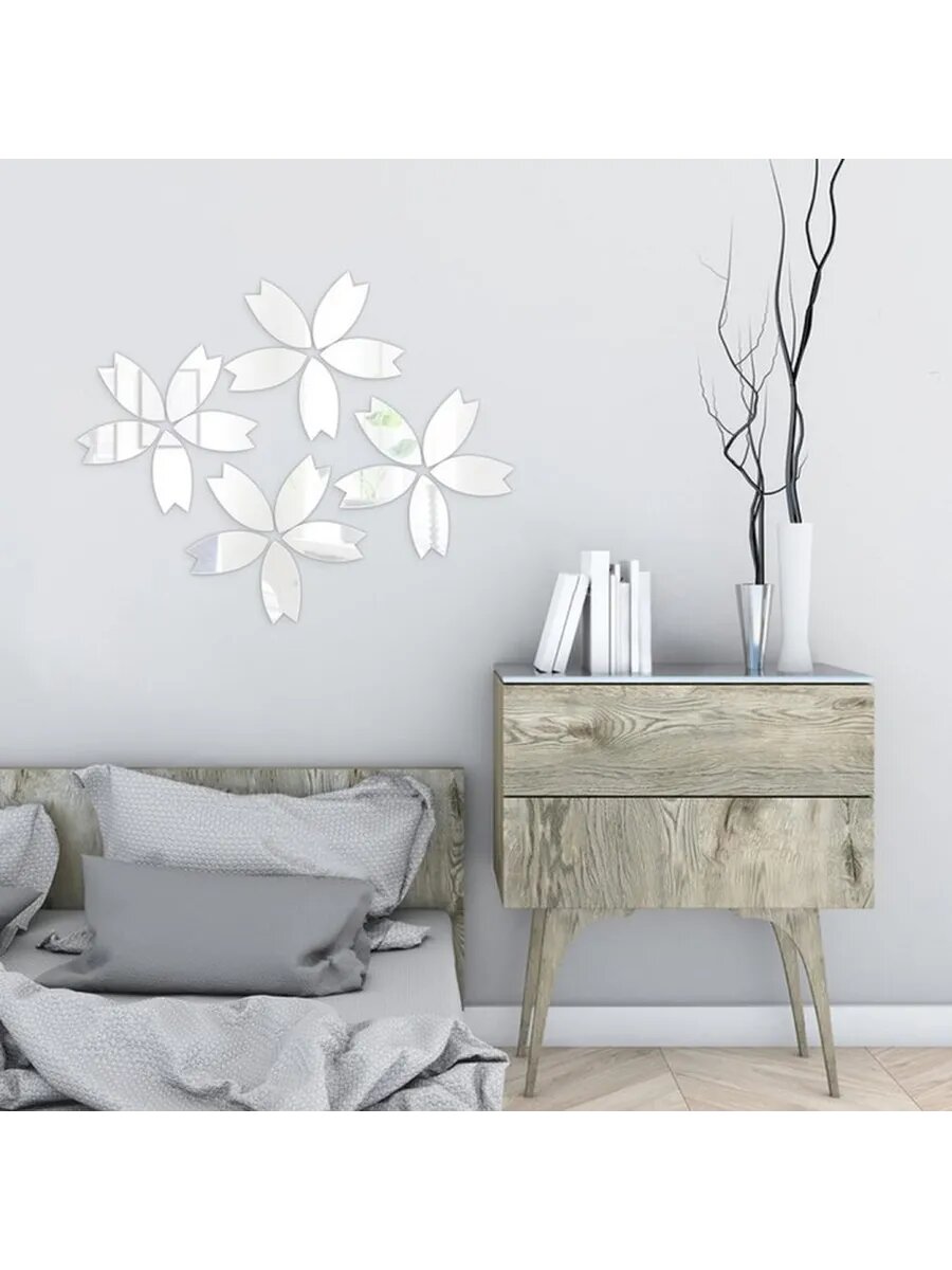 Интерьерные зеркальные цветочки — яркое украшение стен