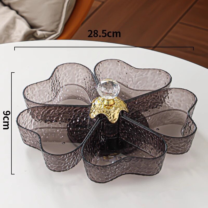 Вращающаяся тарелка для сухофруктов для домашнего использования, тарелка для закусок на кофейном столике в гостиной, новый роскошный стиль, высококачественная тарелка для хранения фруктов