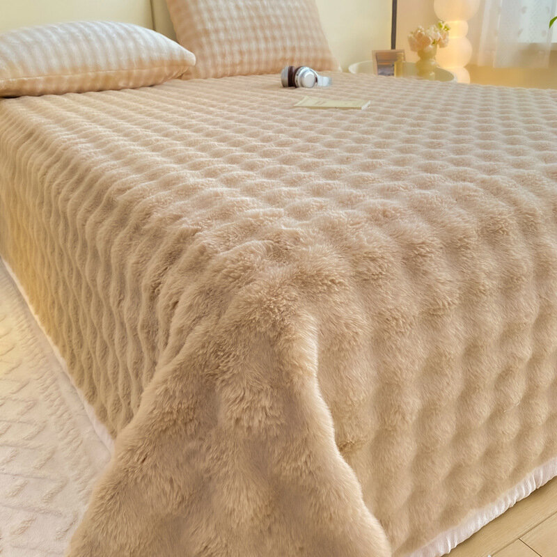 Зимнее утолщенное постельное белье из кроличьего меха, однослойное фланелевое коралловое флисовое одеяло, флисовое одеяло для общежития