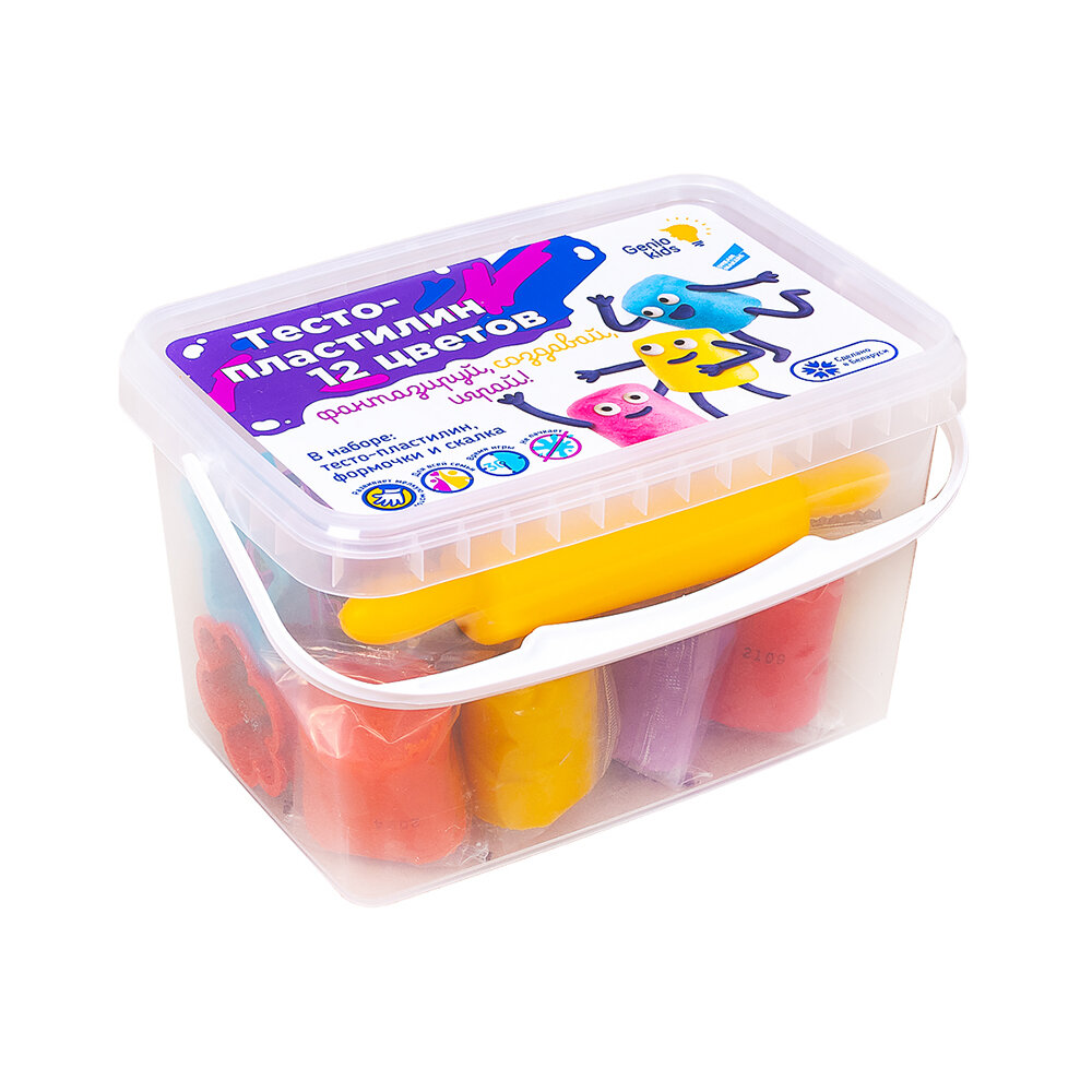 Genio Kids Набор для детской лепки Тесто-пластилин 12 цветов ТА1068V с 3 лет