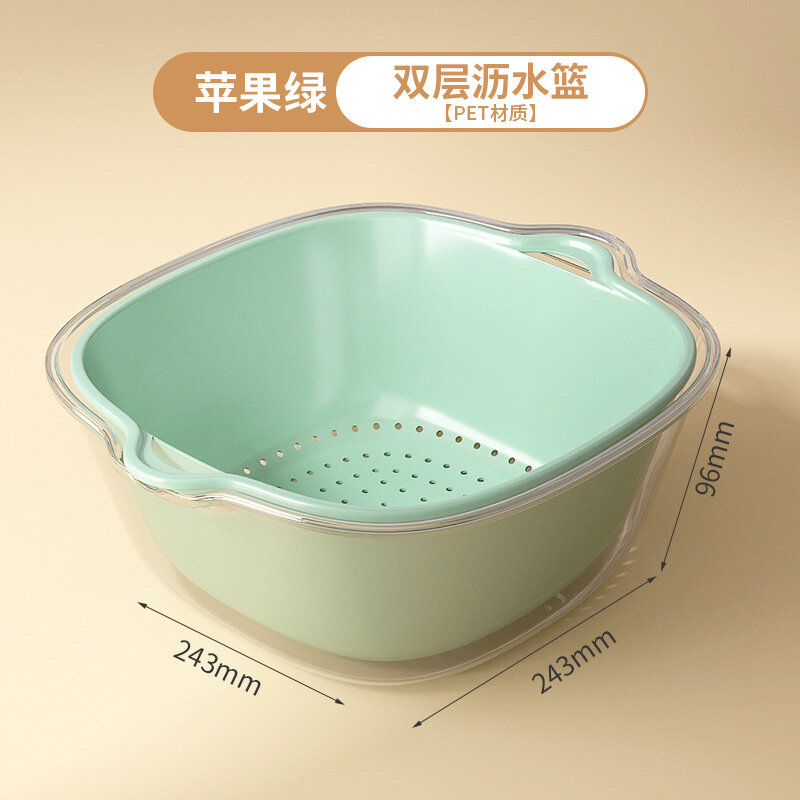 Двухслойная дренажная корзина для кухни, пластиковая тарелка для фруктов, фильтр для воды в раковине, корзина для овощей, корзина для мытья, овощной бак
