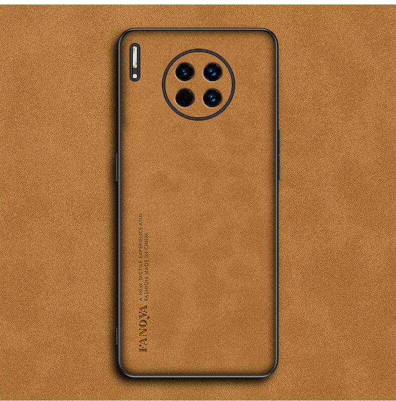 Мягкий кожаный текстурный чехол для Huawei Mate 30 Pro, защитный чехол с янтарно-коричневой отделкой, совместимая модель