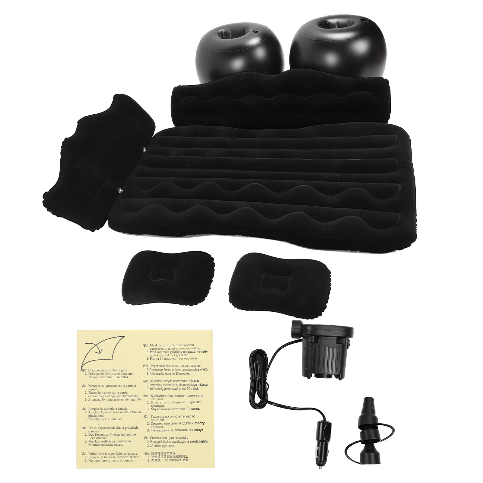 Надувной автомобильный матрас-кровать для внедорожника, грузовика, кемпинга, путешествий, заднего сиденья, версия Crown, черный.