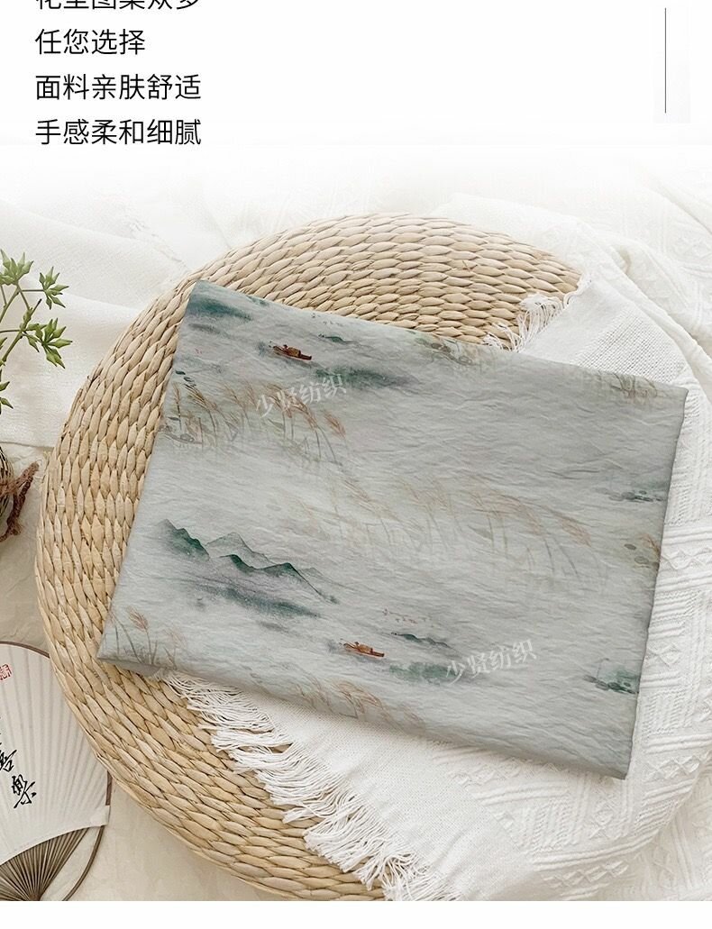 Ткань крапива рами для пошива одежды, платьев, рубашек и рукоделия, цветок на светло-желтом, отрез 200*140см