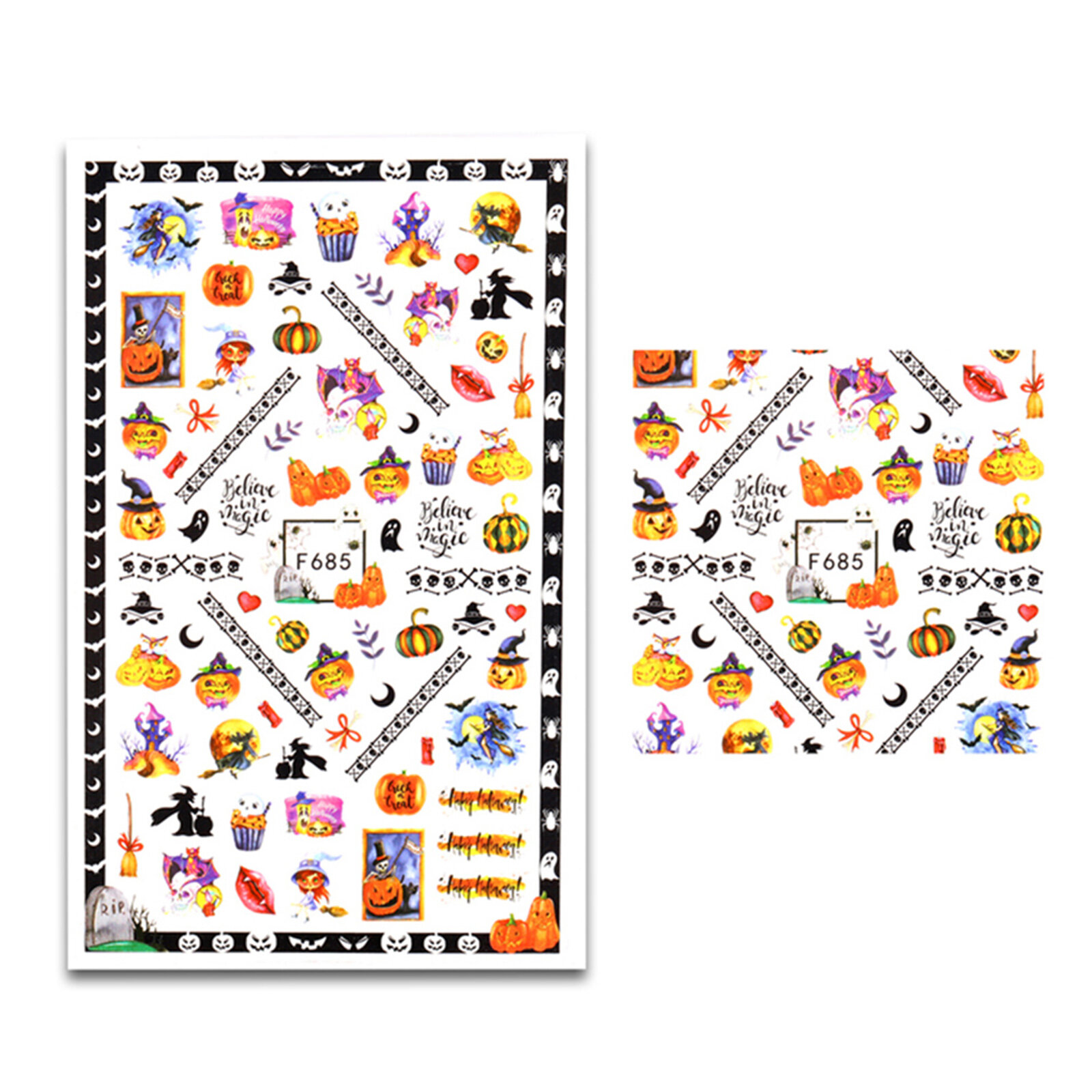 Наклейки для ногтей на Хэллоуин самоклеевые водонепроницаемые DIY аксессуары для маникюра для женщин и детей Многоцветные 1 Лист Размер 12*7.5*0.1см