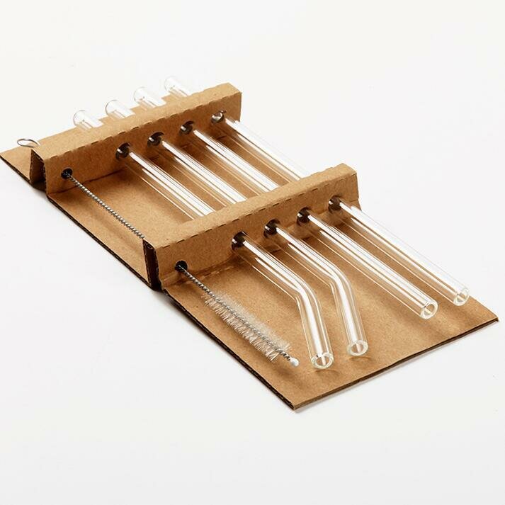 Набор прозрачных стеклянных трубочек из высококачественного боросиликатного стекла, термостойкие, долговечные, многоразовые, легко чистящиеся, для соков и напитков