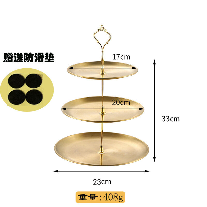 Трехъярусная тарелка для фруктов из нержавеющей стали, поднос для десертов, легкая роскошь, тарелка для закусок и сухофруктов, свадебная подставка