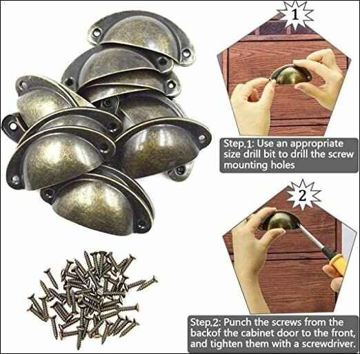 12 шт. Выдвижные ручки для чашек в виде ракушек, Винтажные, для выдвижного ящика шкафа