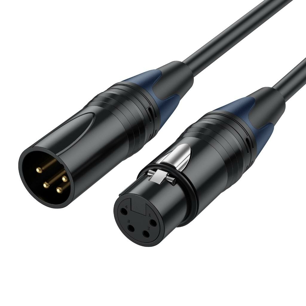 XLR4 Cable Microphone Cable 4 Pin Male to Female Extender Cord for Studio Recorder Mic Mixers LED Light Speaker System