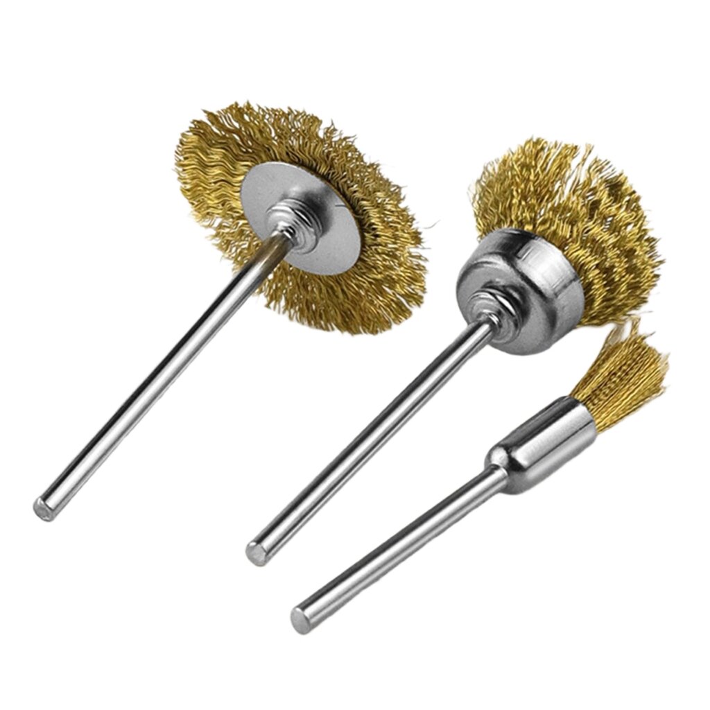 3шт Мини вращающихся щеток Сталь с хвостовиком 2,35 мм для удаления ржавчины Дерево Металл Полировка