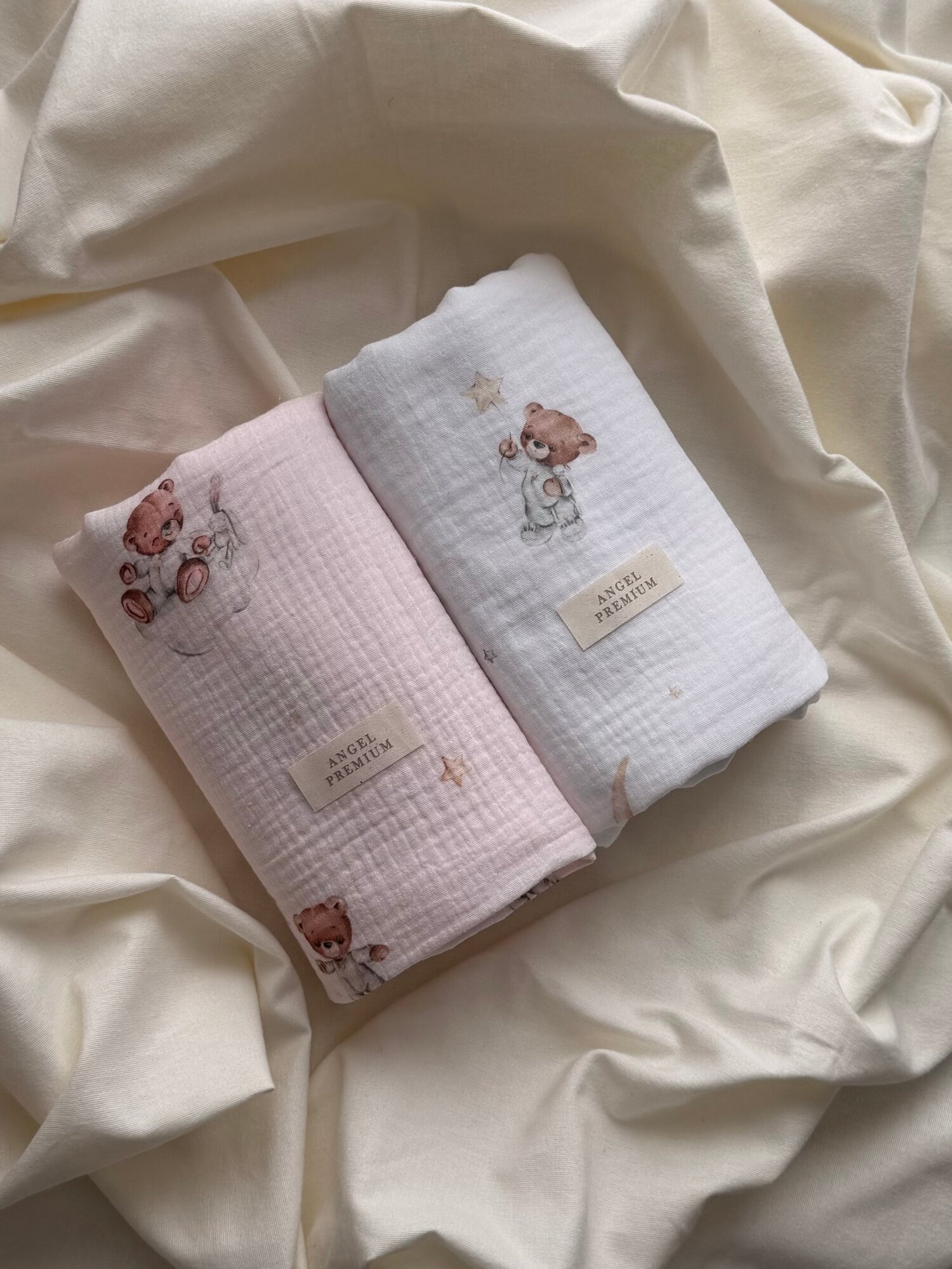 Комплект больших муслиновых пелёнок 100х135 ANGEL PREMIUM