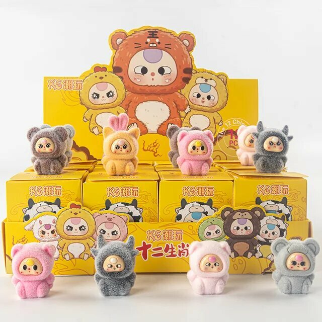 MINISO Flocking Blind Box Stitch Fashion Toys Blind Box Mini Anime Figures Decorations Dolls Fans Children Christmas Birthday Gift,