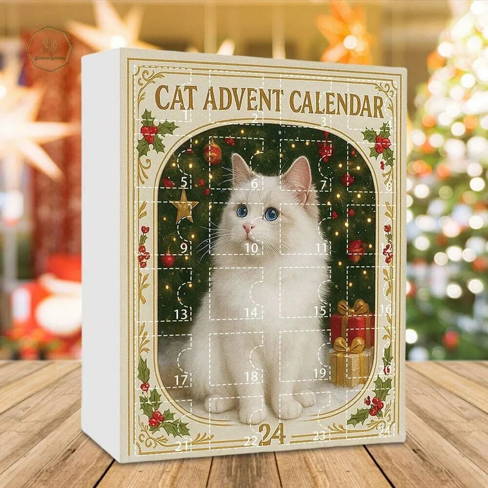 Cat Advent Calendar 2025 Симпатичные украшения для кошек 24 дня Рождественский календарь обратного отсчета