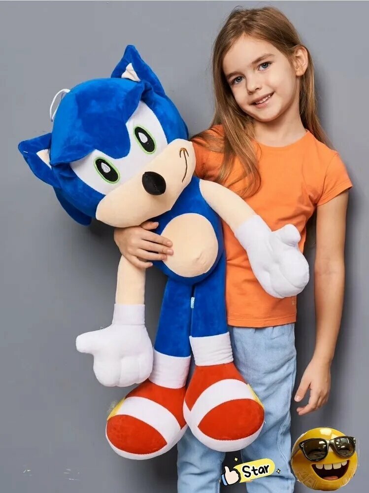Мягкая игрушка Еж Соник 45 см / Супер ёжик, Sonic the Hedgehog, плюшевая, антистресс, антистрессовая обнимашка, подушка