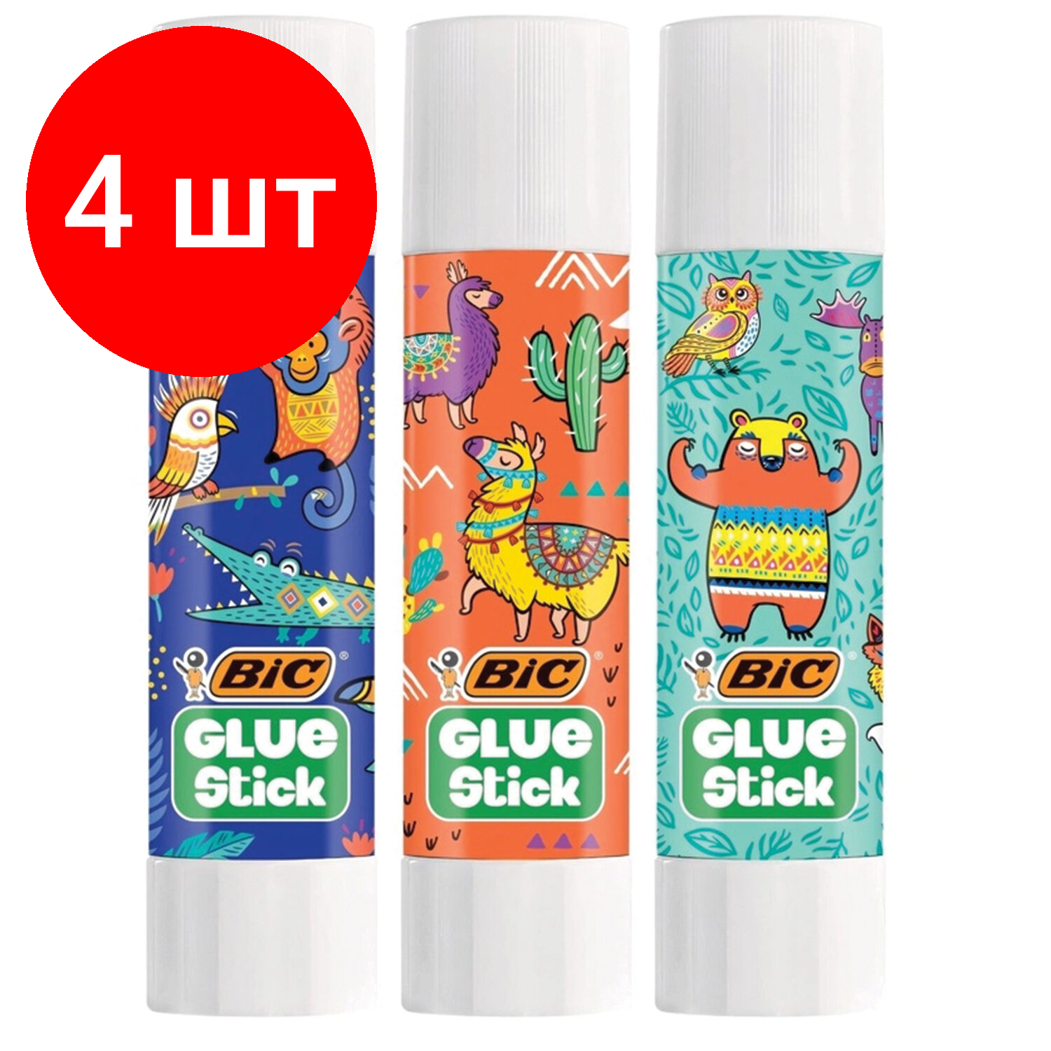 Комплект 4 шт, Клей-карандаш BIC "ECOlutions" 8 г, обесцвечивающийся после высыхания 514784