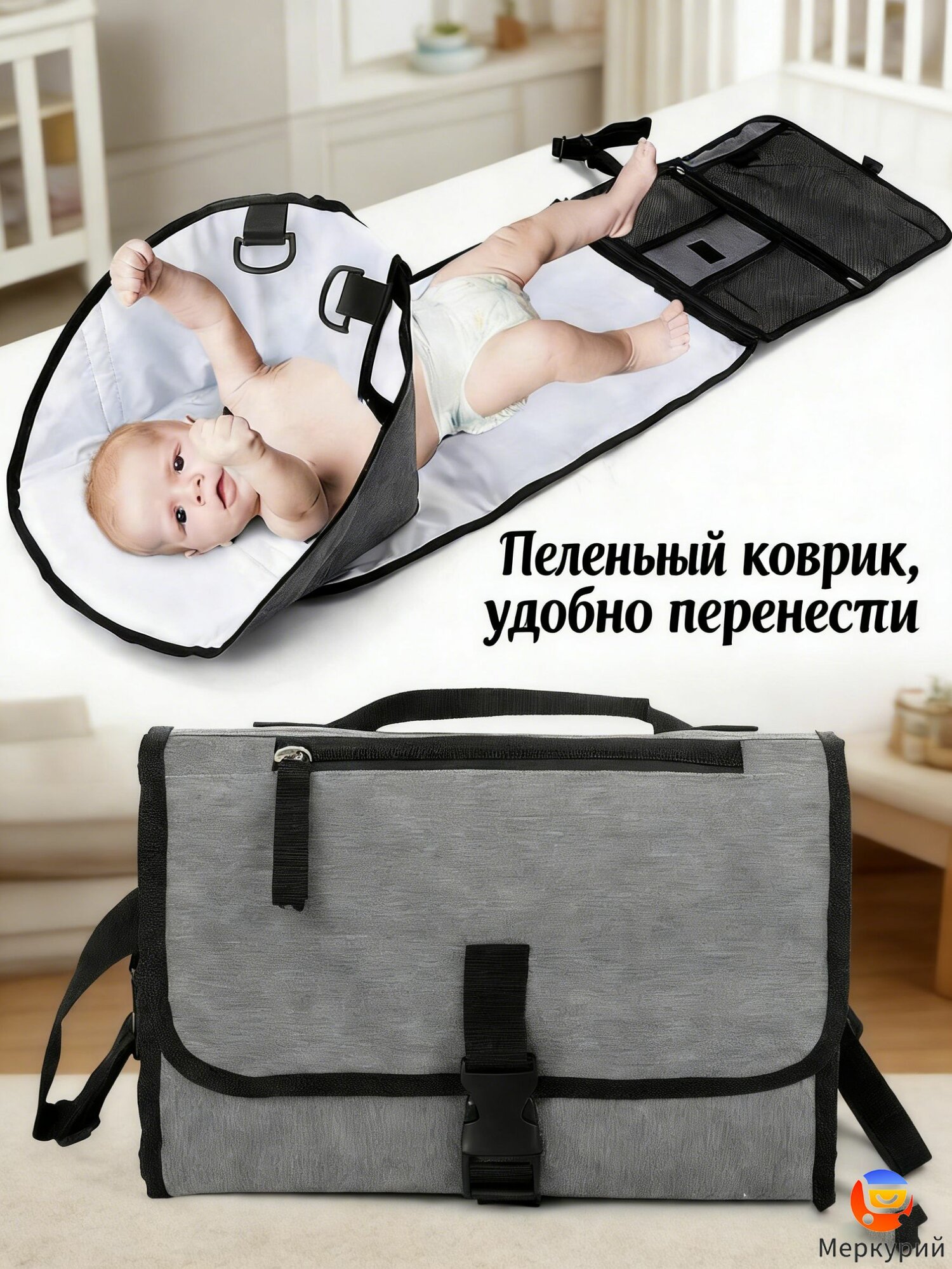 Водонепроницаемый пеленальный коврик для путешествий, складной, съемный чехол, легко чистится