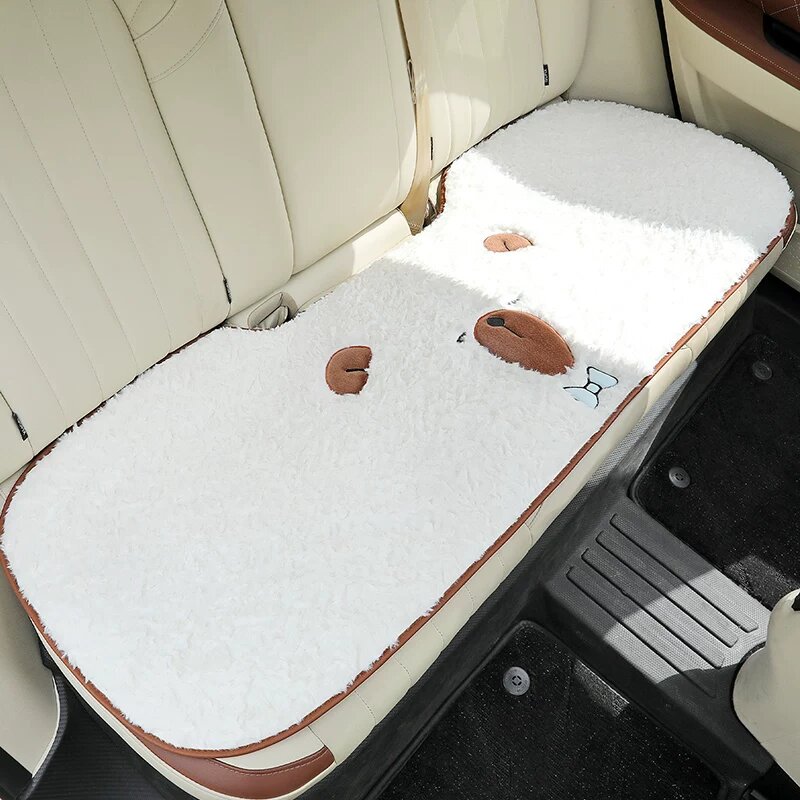 Зимняя плюшевая накидка на автомобильное сиденье с капибарой для женщин, теплый чехол на сиденье с флисовой подкладкой,