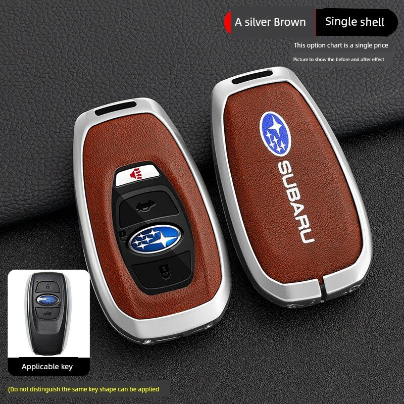 Чехол для ключей Subaru (XV, Forester, Outback, Legacy, BRZ) из высококачественной кожи с металлической застежкой