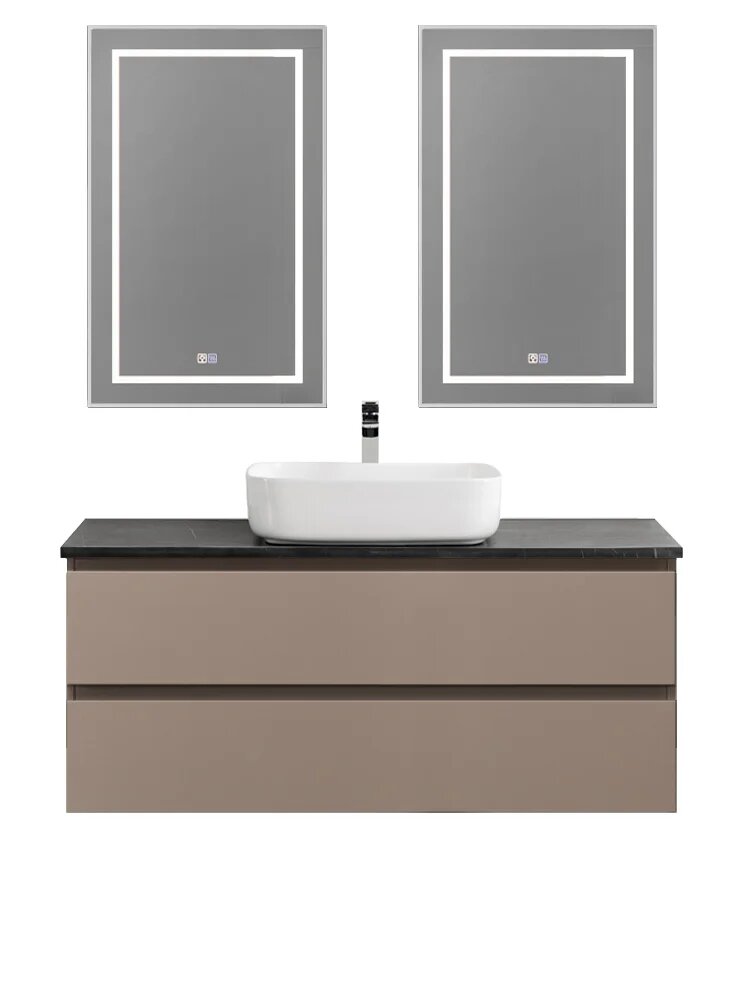 Мебель для ванной комнаты BelBagno Kraft 120 подвесная, матовая бежевая, столешница kep-120-mno, раковина BB1304