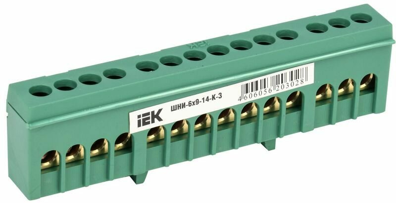 Шина PE «земля» в корп. изоляции на DIN-рейку ШНИ-6х9-14-К-З IEK YNN10-69-14KD-K06