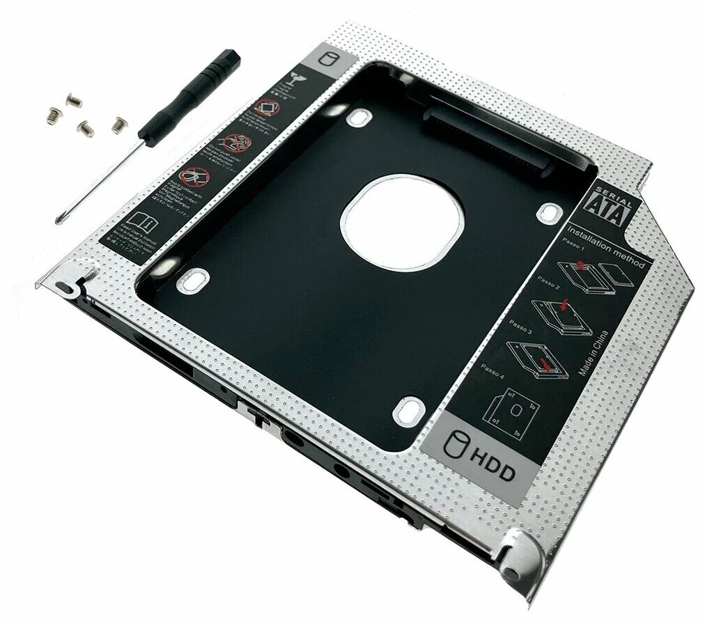 Салазки с dvd slim 9.5 mm на HDD 2.5", Espada optibay, hdd caddy/ SATA/miniSATA/SlimSATA 9,5мм для подключения HDD/SSD 2,5” к ноутбуку вместо DVD
