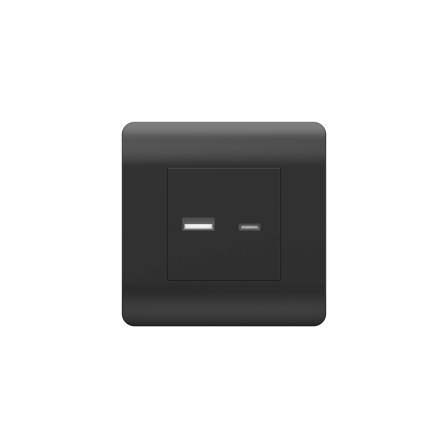 Розетка USB CHINT NEW3-E тип A+C 5В/2.1А черный 431501