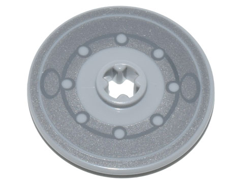 Technic, Disk 3 x 3 with Disk Brake Silver Rotor Pattern, 2723pb097 Light Bluish Gray N
