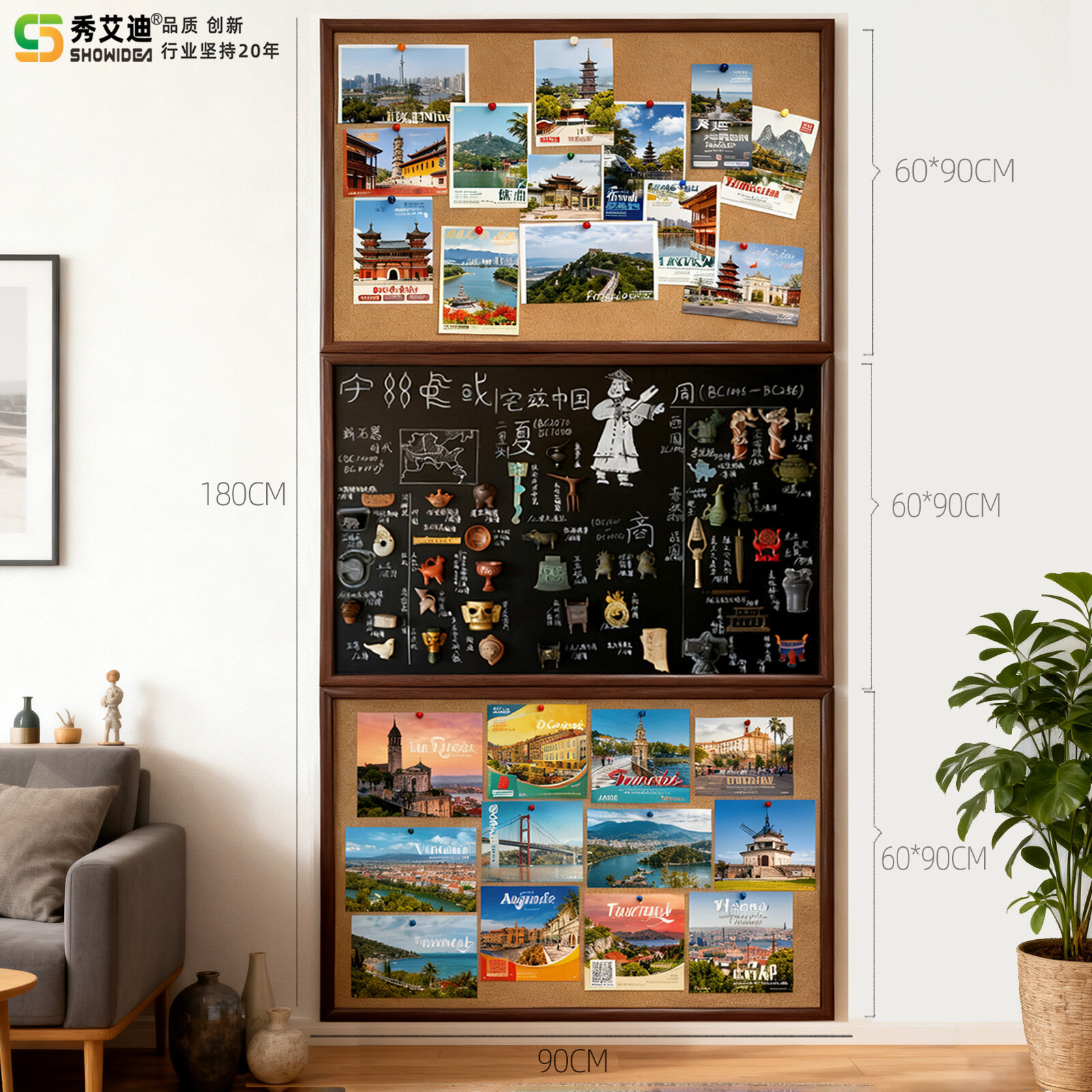 Магнитная доска Xiu Aidi из трех частей с черной доской, креативная настенная магнитная доска для холодильника, для домашнего использования, стираемая