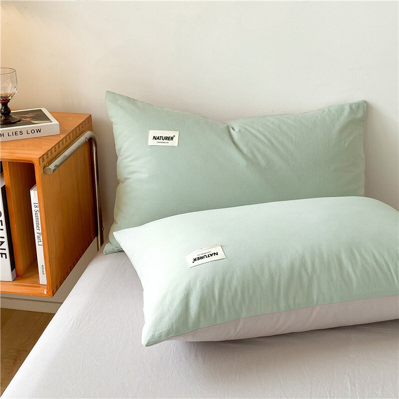 Премиум 100% хлопковый цветной сатиновый чехол для подушки, темно-синий и серый, 48x74см, 2 шт, оптом